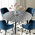 Art Ash Gray Round Table Cover, Vintage White Polka Dots Gray Ombre ...