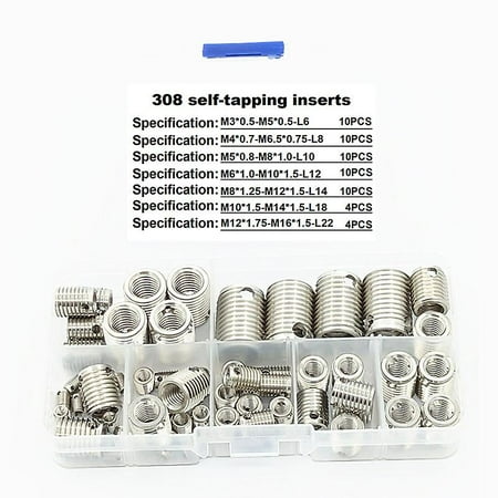 58pcs 308 Stainless Steel Self-tapping Thread Inserts, Helical Self ...