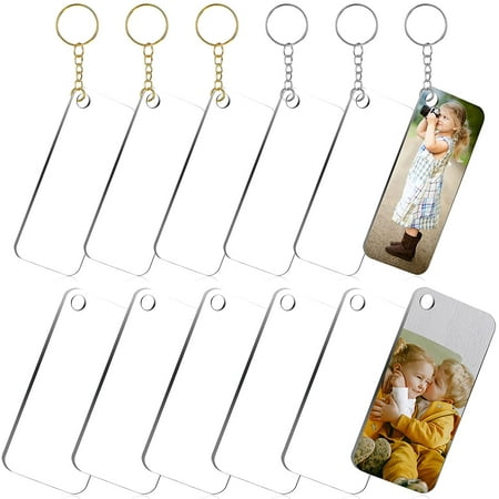 24 Pieces Rectangle Clear Acrylic Keychains Blank Set 2 Sizes DIY ...