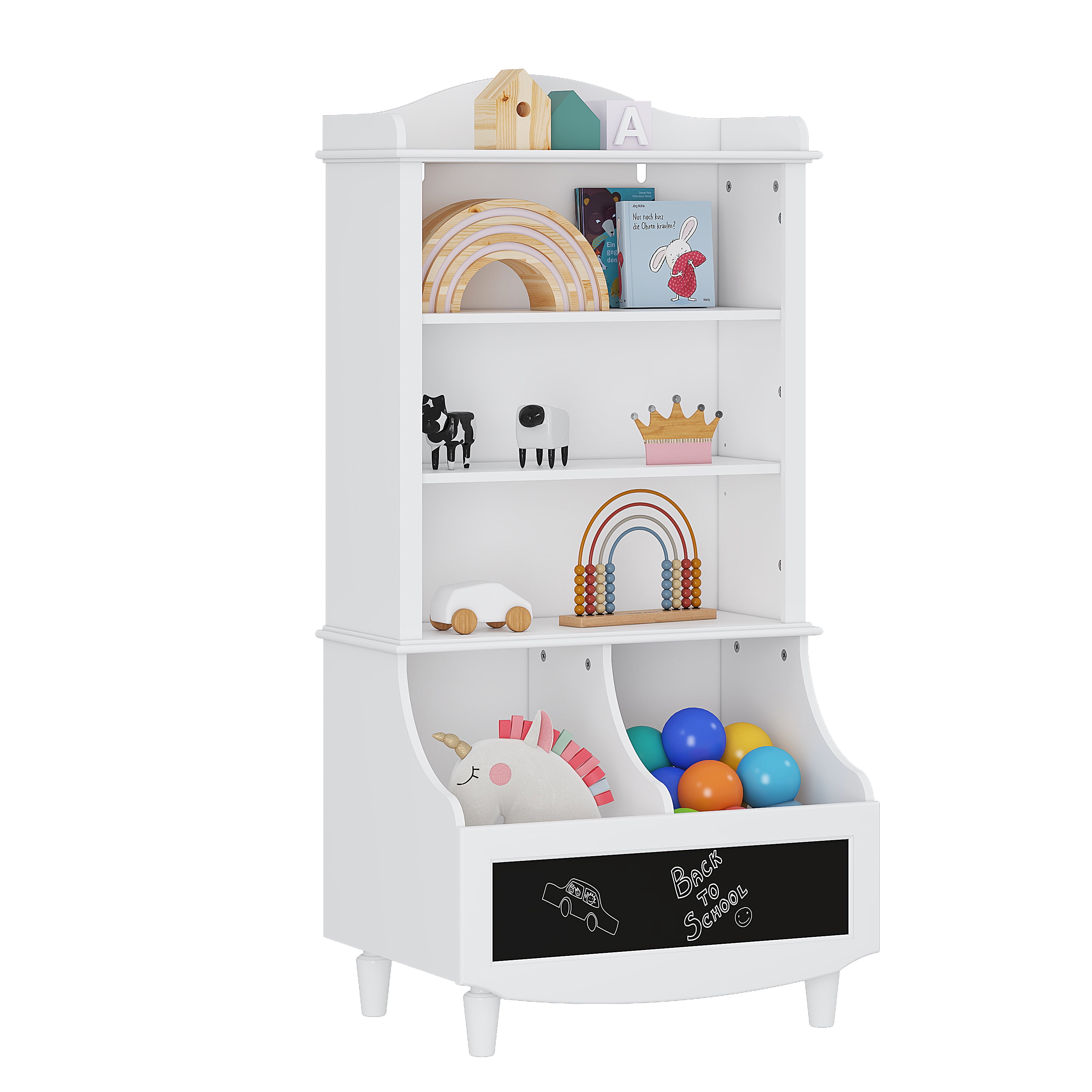 UTEX Kids Bookshelf and Toy Storage, Kids Wood Bookcase with Blackboard ...
