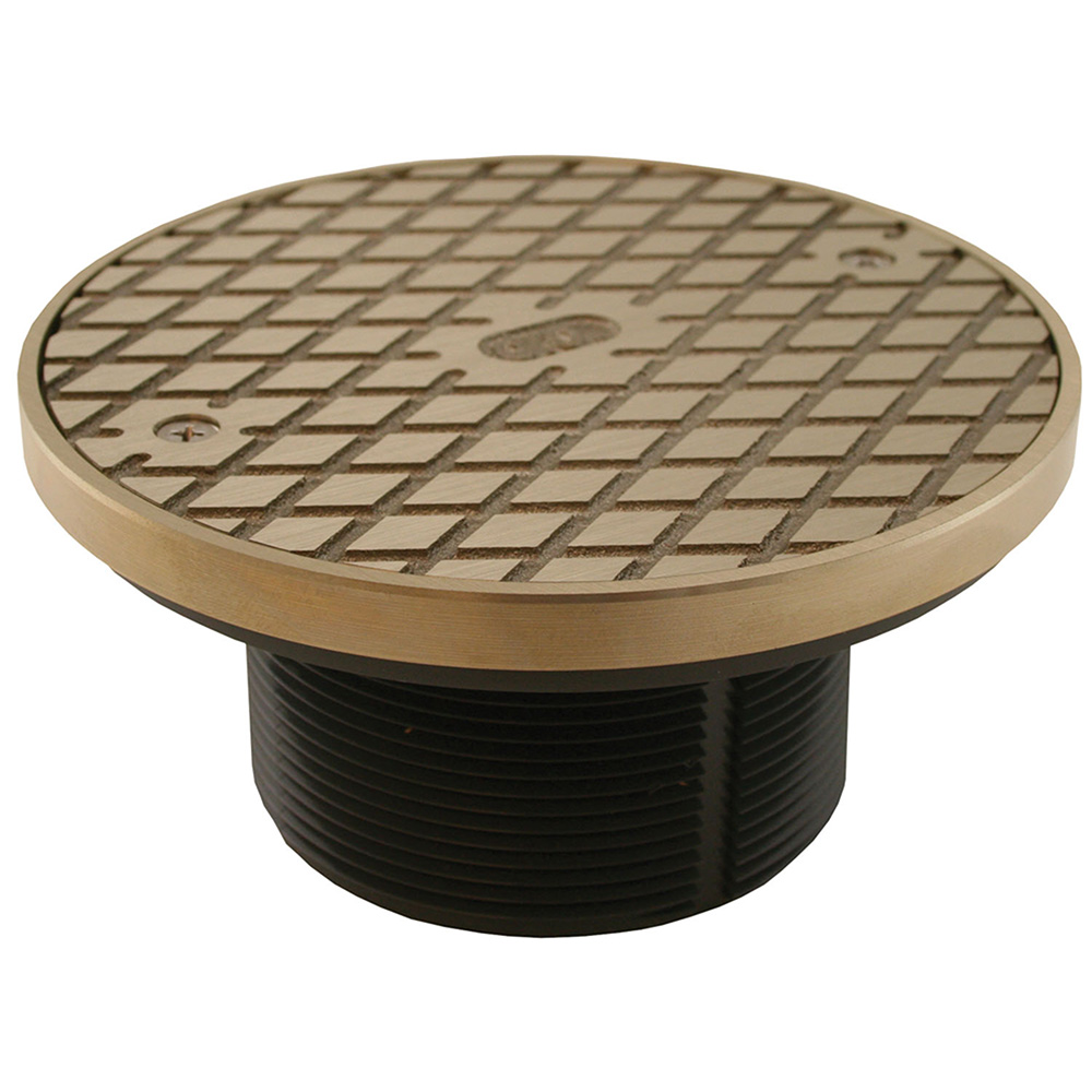 3-1/2" Plastic Heavy Duty Cleanout Spud with 6" Nickel Bronze Round ...