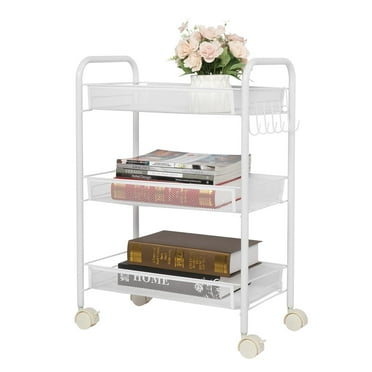 Ameriwood Home Marshall 3 Shelf Metal Rolling Utility Cart, Teal ...