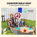 Outsunny Wooden Kids Pirate Sandbox, Outdoor Sandboat with Bench Seats ...