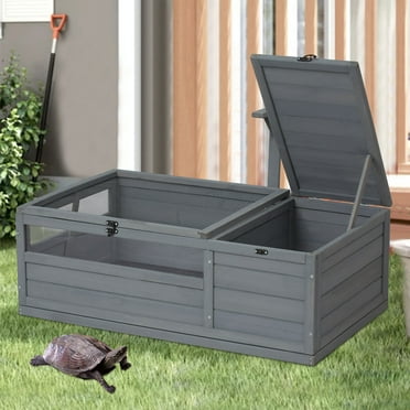 JAXPETY Wooden Tortoise House, Indoor Tortoises Enclosure with Acrylic ...