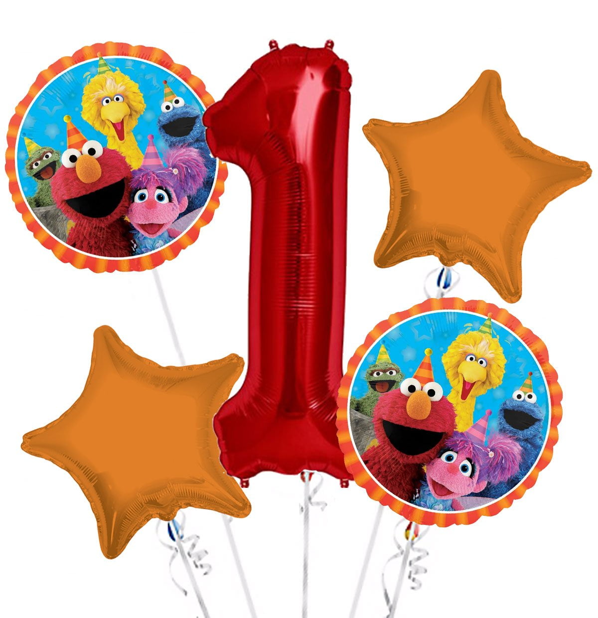 Sesame Street Elmo Balloon Bouquet 1st Birthday 5 pcs - Party Supplies ...
