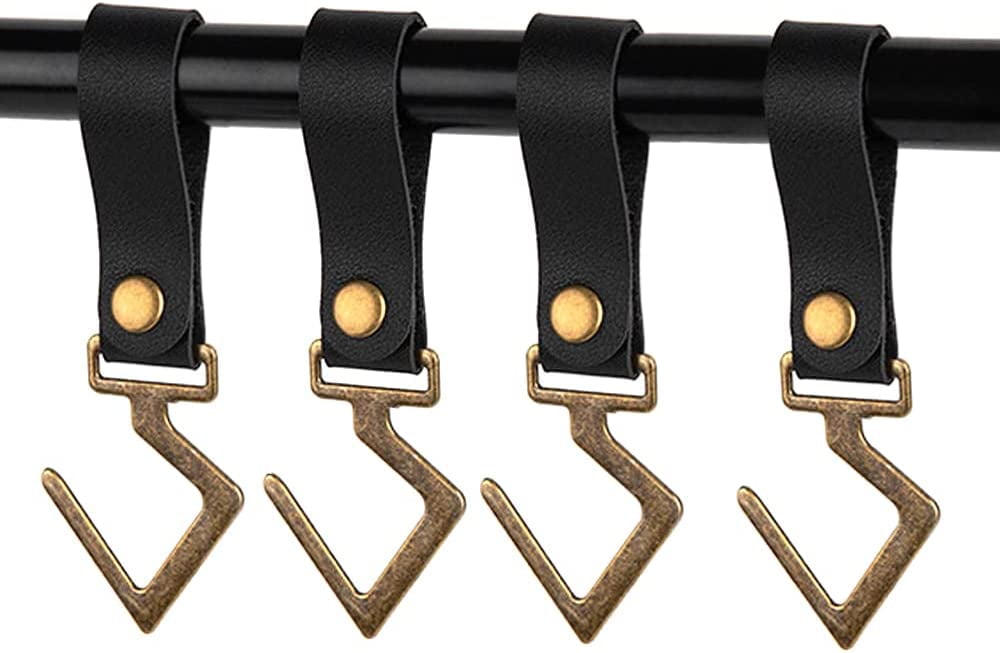 4 Pack Leather S Shelf Hooks Hooks for Hanging Pots and Pans,Utensils ...