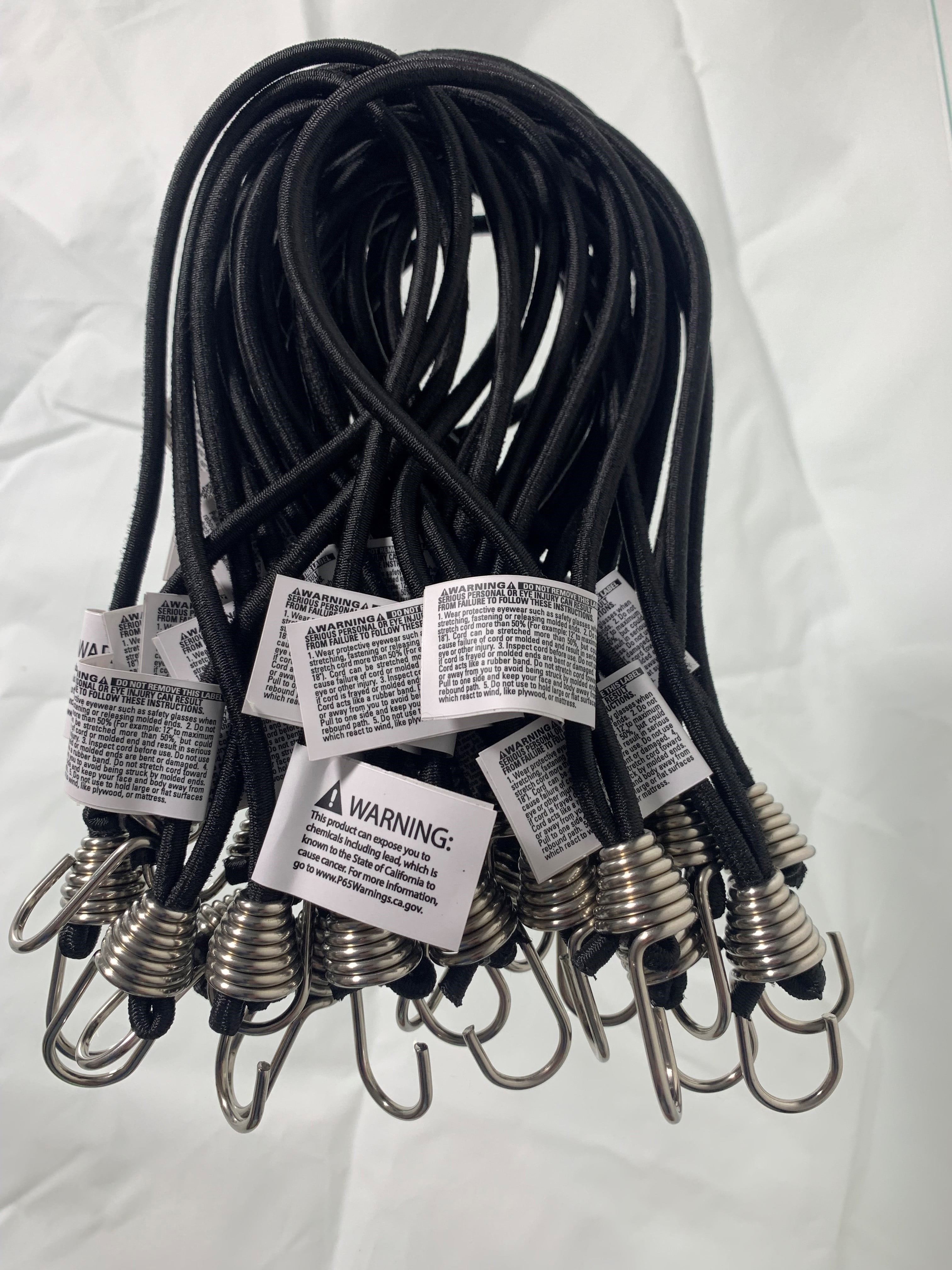 EasyKlip 8" Black Loop Bungee with Stainless Steel Hook 25 PK - Walmart.com