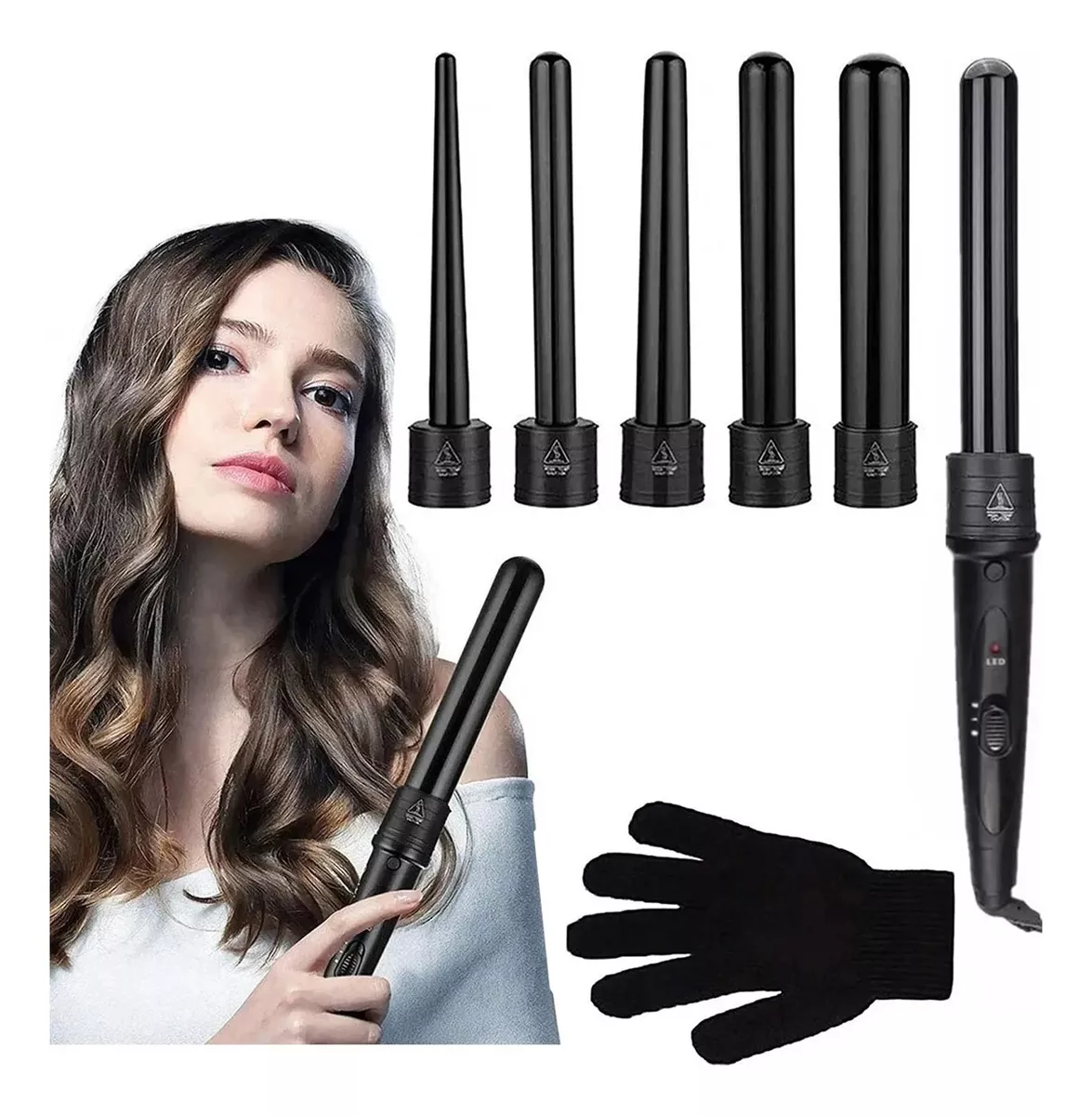 Ferro Rizadora De Cabello Cerámica Profesional 5 En 1 | Bodega Aurrera ...