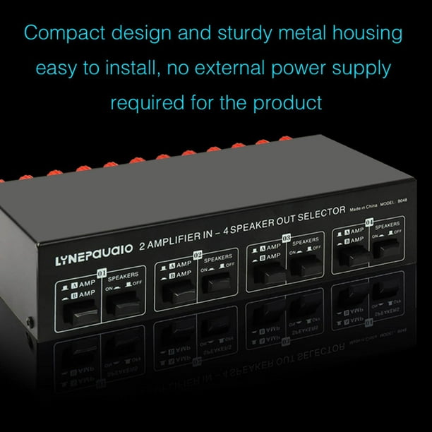 pitrice 2 in 4 Out Speaker Selector Switch Box 4 Zone Multi-Zone ...