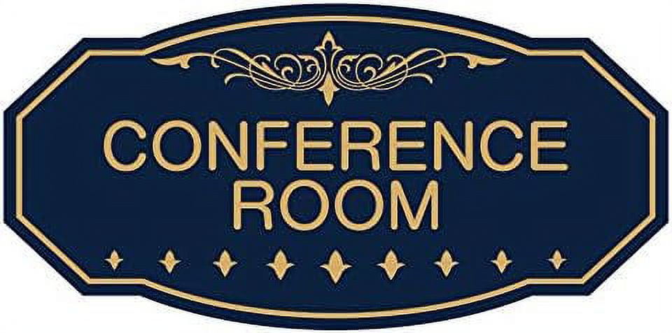 Conference Room Victorian Door/Wall Sign (Blue/Gold) - Medium 4" X 8 ...