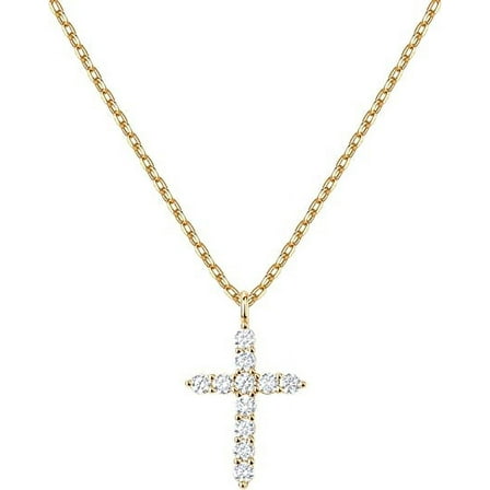 Yafe 18K White Gold Plated Wavy Cross with Cubic Zirconia Necklace ...