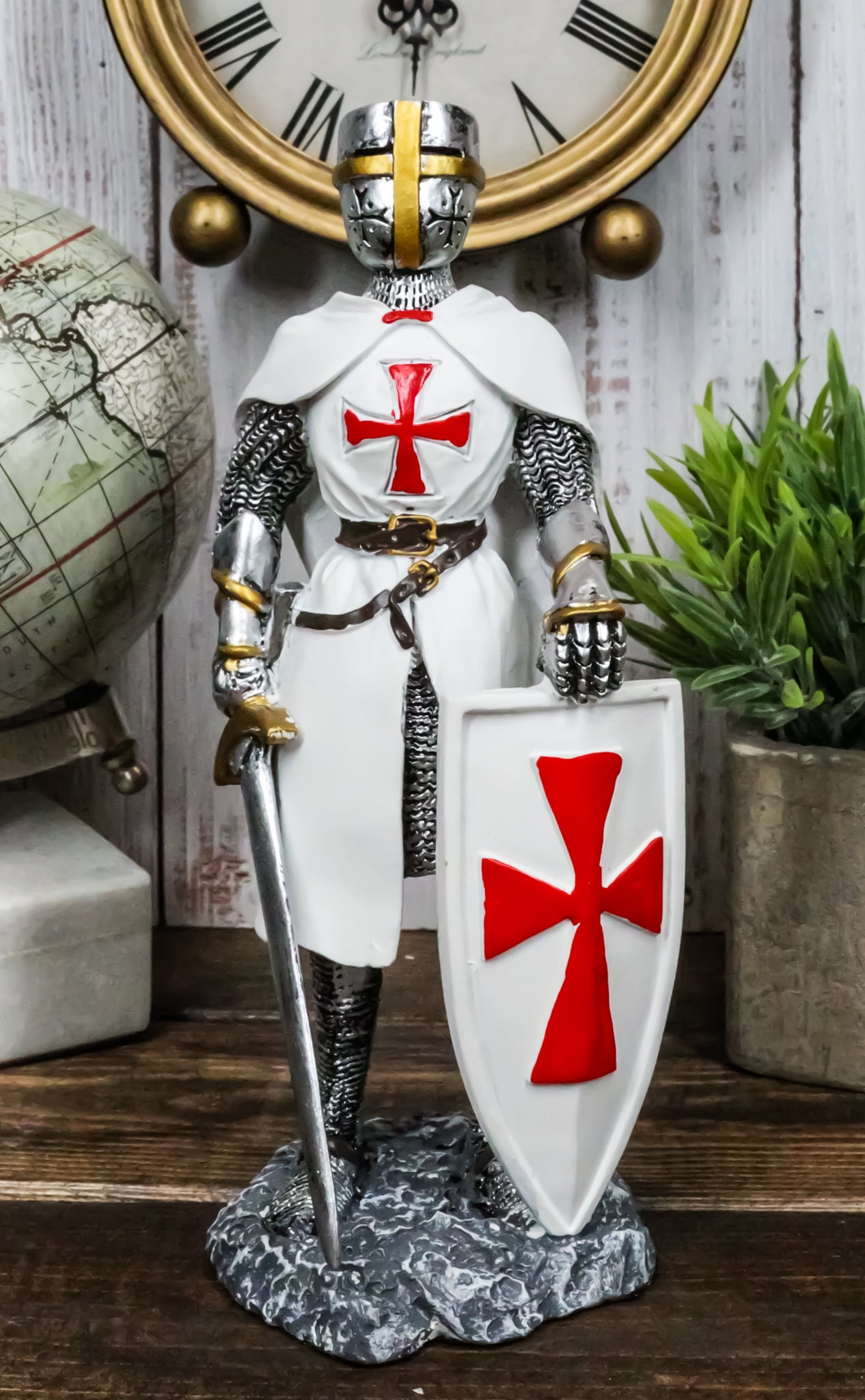 White Cloak Medieval Crusader Swordsman With Shield Of Faith Knight ...