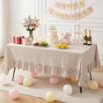 Gingham Ruffled Tablecloth 52x70 Inch 100% Washed Cotton Plaid Table ...