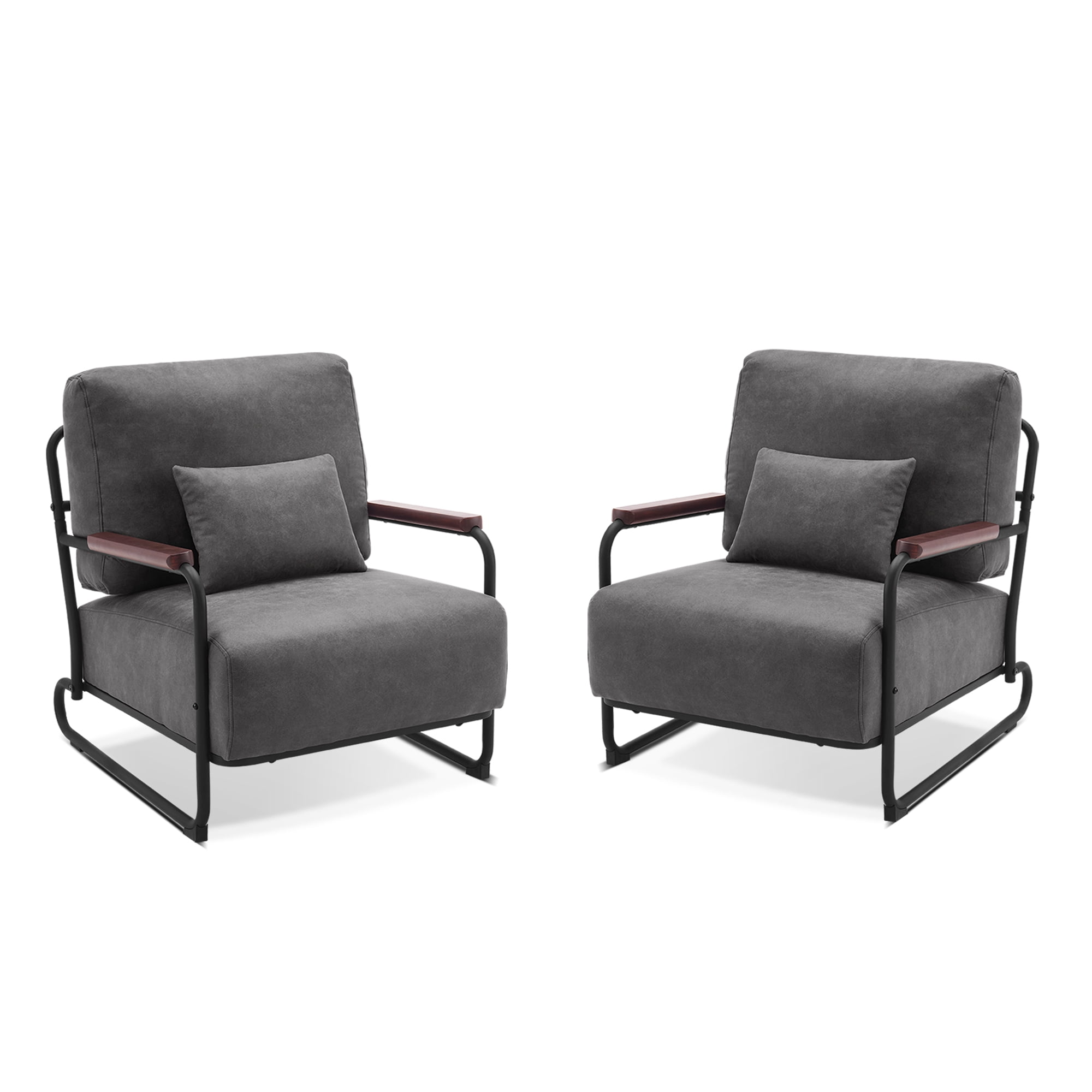 Mcombo Set of 2 Modern Accent Chairs, Armchair with Steel Legs ...