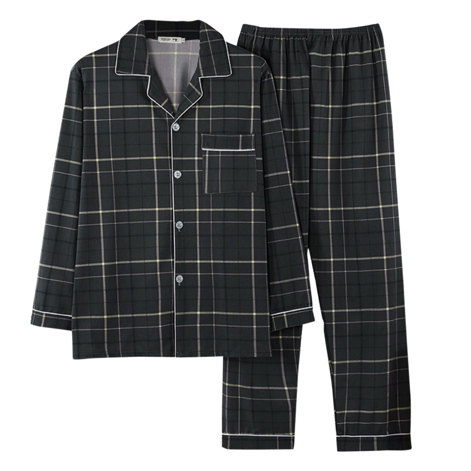Click here for Shixiaoo Mens Pajamas Pure Woven Plaid Coarse Fabr... prices