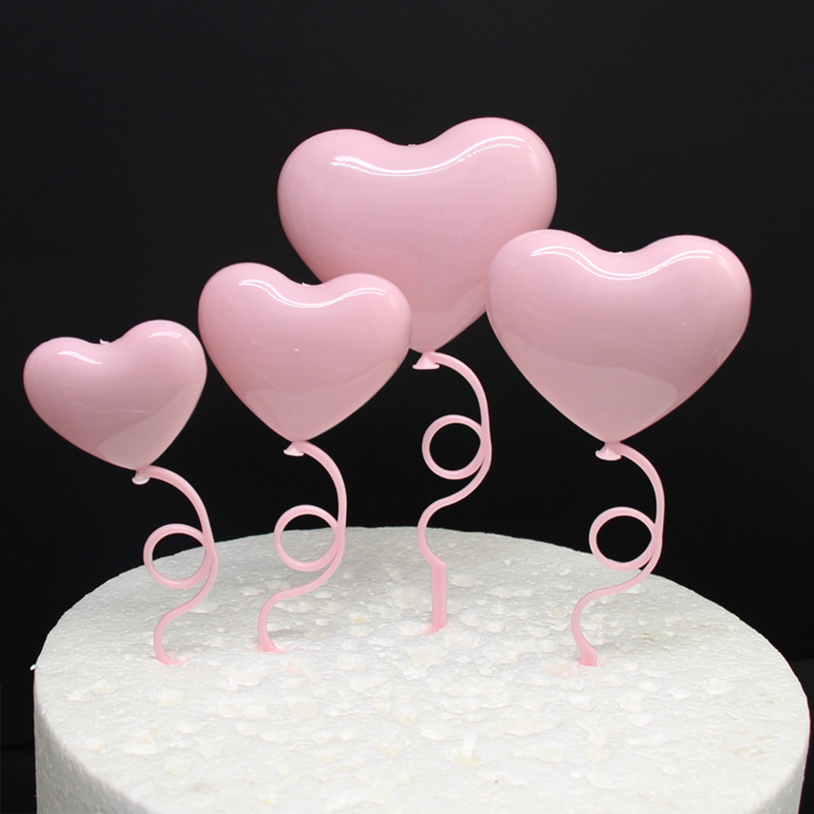 Washranp 8Pcs 3D Love Heart Cake Toppers,Solid Color Cake Toppers ...