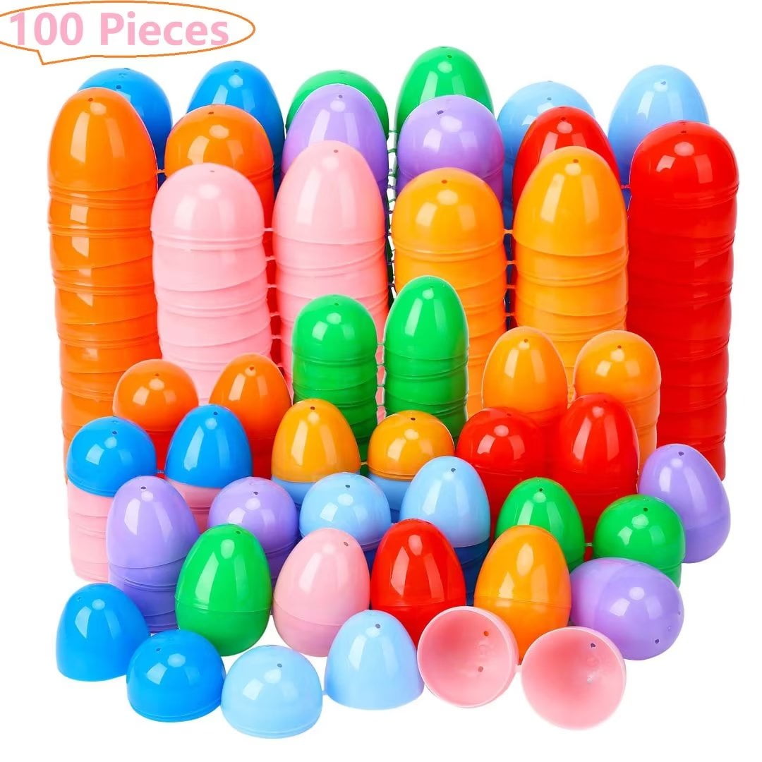 Shininglove 100 Pcs Fillable Eggs, 2.4'' Bulk Empty Easter Eggs in 8 ...