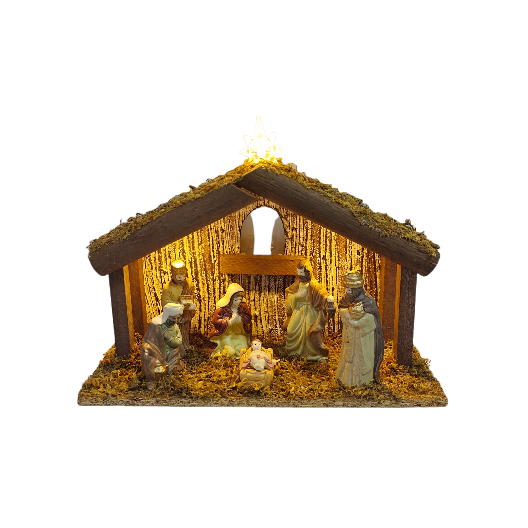 Holiday Time 8-Piece Battery Operated Indoor Porcelain Nativity Scene ...