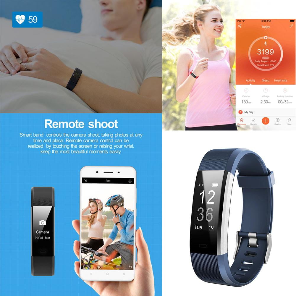 ID115 Plus HR Reloj inteligente con rastreador de ejercicios de frecuencia cardíaca a prueba de ...