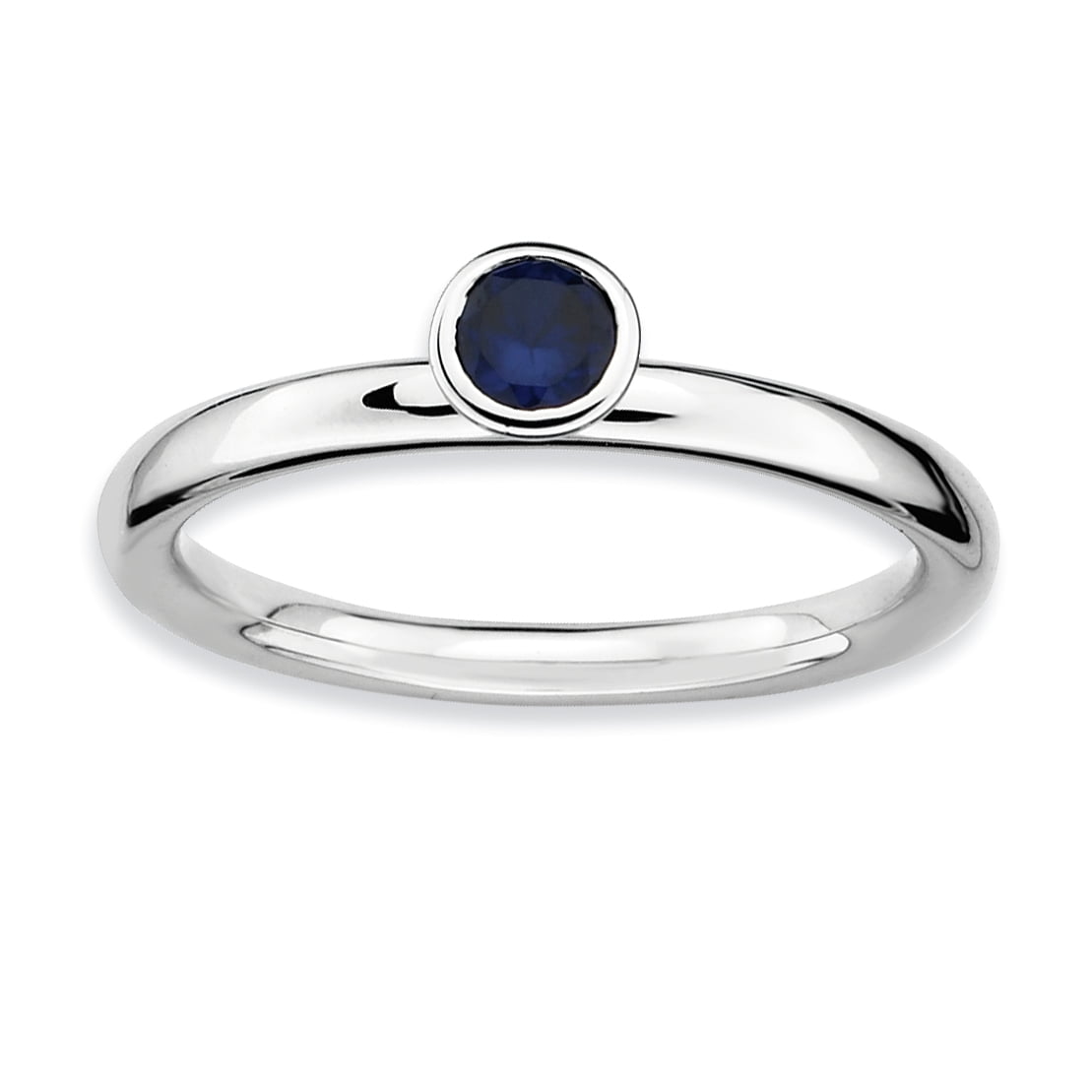 High 4mm Round Created Sapphire Sterling Silver Ring - Walmart.com