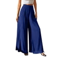 Ailaofu Women's Solid Color Pleated Wide Leg Long Trousers, High Rise ...