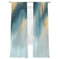 Abstract Gradient Teal Gold Sheer Curtains 84 Inches Long 2 Panels ...