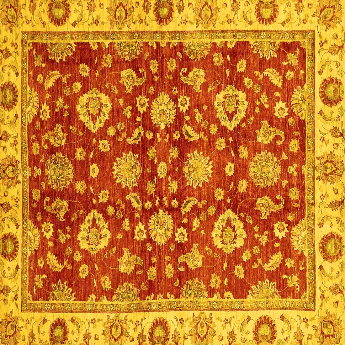 Ahgly Company Indoor Square Oriental Yellow Traditional Area Rugs, 6 ...