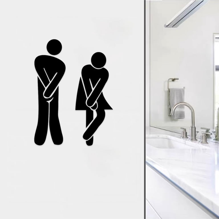 Bathroom Door Stickers Woman & Man Crossed Legs Silhouette Fun Door ...
