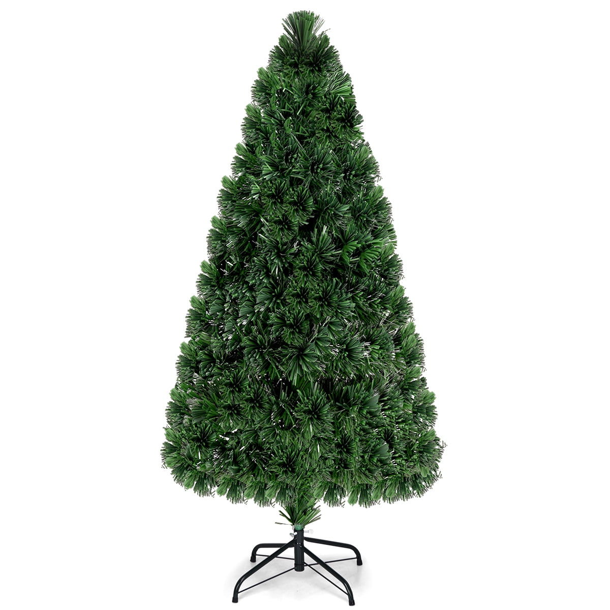 Topbuy 5'Pre-Lit Fiber Optic Artificial PVC Christmas Tree w/ Metal ...