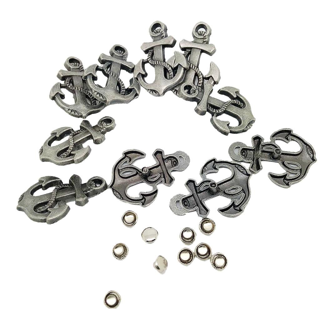 10 Sets Alloy Anchor Stud Rivets For Jackets Hats Leathercraft ...