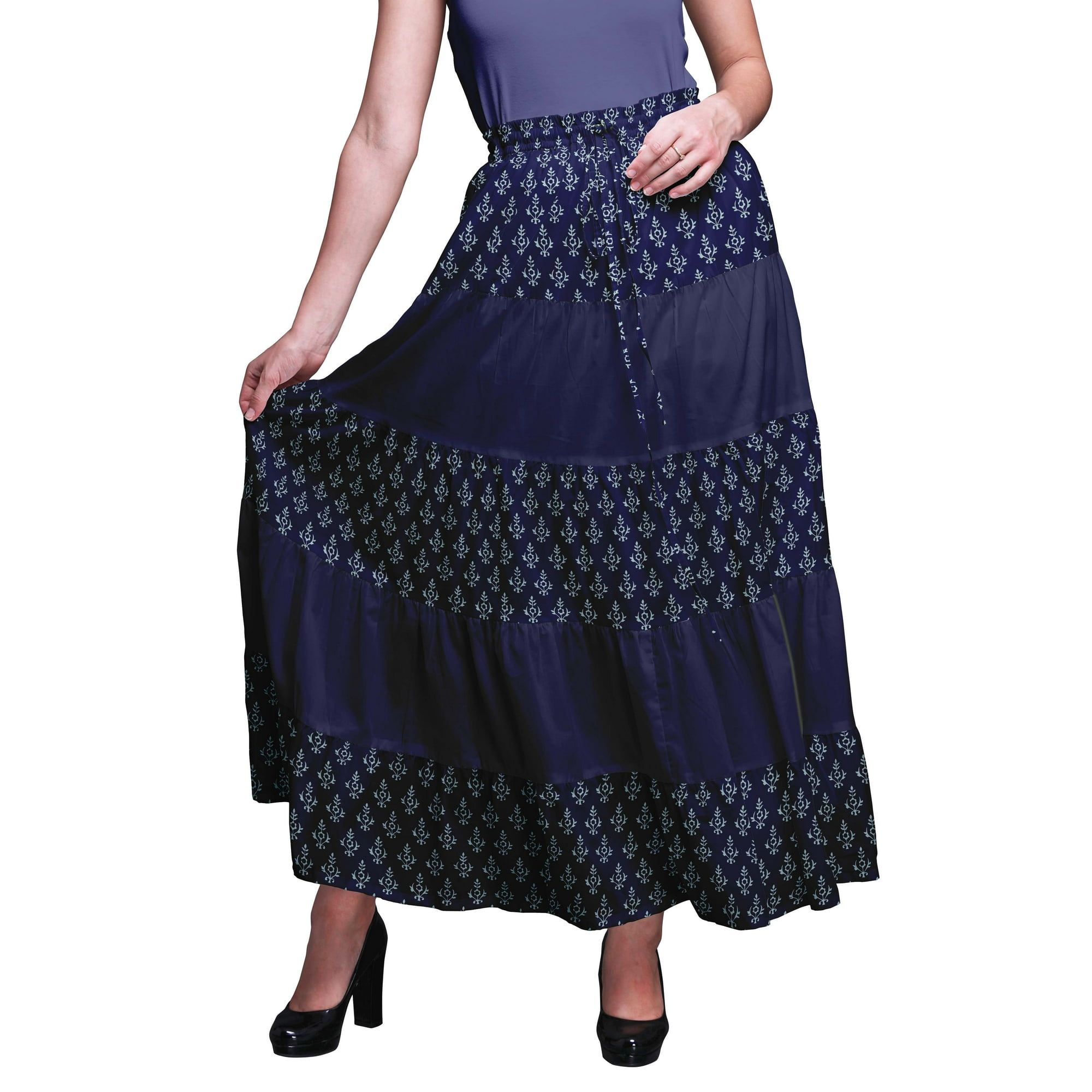 Click here for Bimba Women Skirts Long Bohemian Gypsy 5 Tier Cott... prices