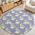 Cartoon 5FT Round Area Rugs for Living Room Dreamy Purple Cute Sleeping ...