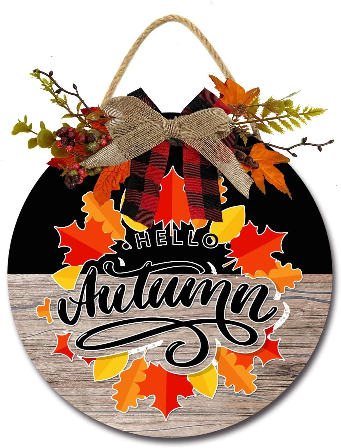 Eveokoki 11" Hello Autumn Door Sign,Hello Fall Door Sign,Welcome Autumn ...