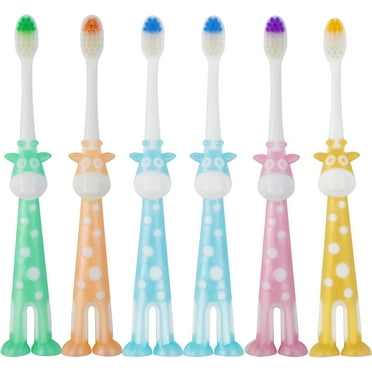 8 X Ball Polka Dot Toothbrush Set Suction Cup Stand Soft Bristles Kids ...