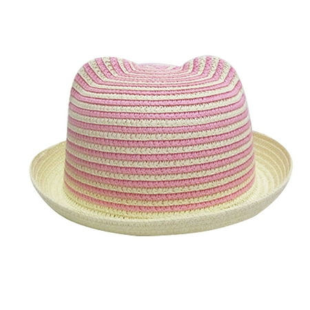 Ustyle Kids Cat Ears Hat Summer Style Kids Sun Caps Straw Hat Caps Pure ...