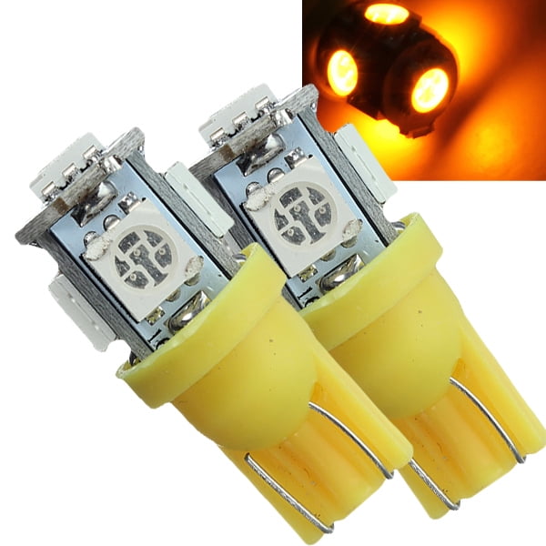 T10 W5W 5 SMD 168 194 LED Amber Light Car Side Light Bulb Yellow 12V ...