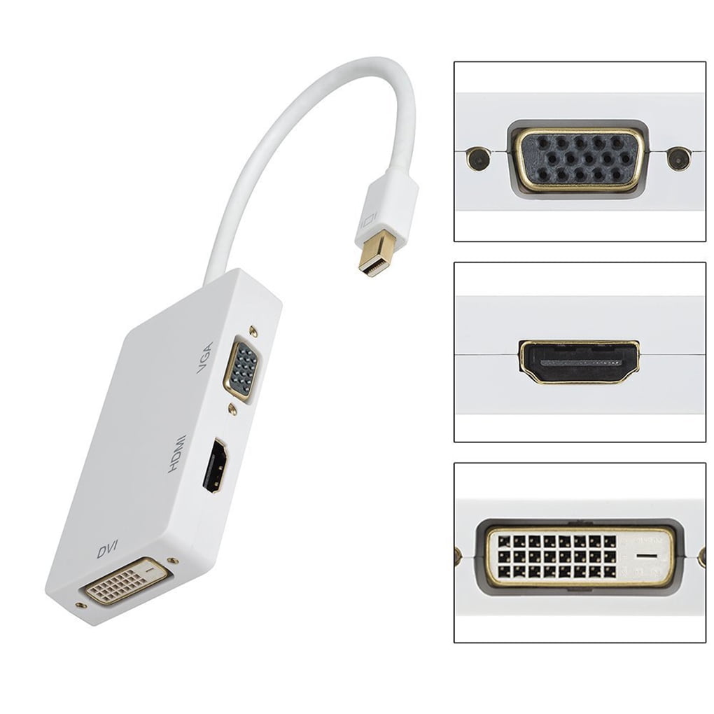 3-in-1 Mini DisplayPort 1.2 To VGA/DVI/HD 1080P Thunderbolt Input ...