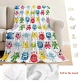 Abstract Monster Fleece Throw Blanket Colorful Cartoon Funny Ultra Soft ...