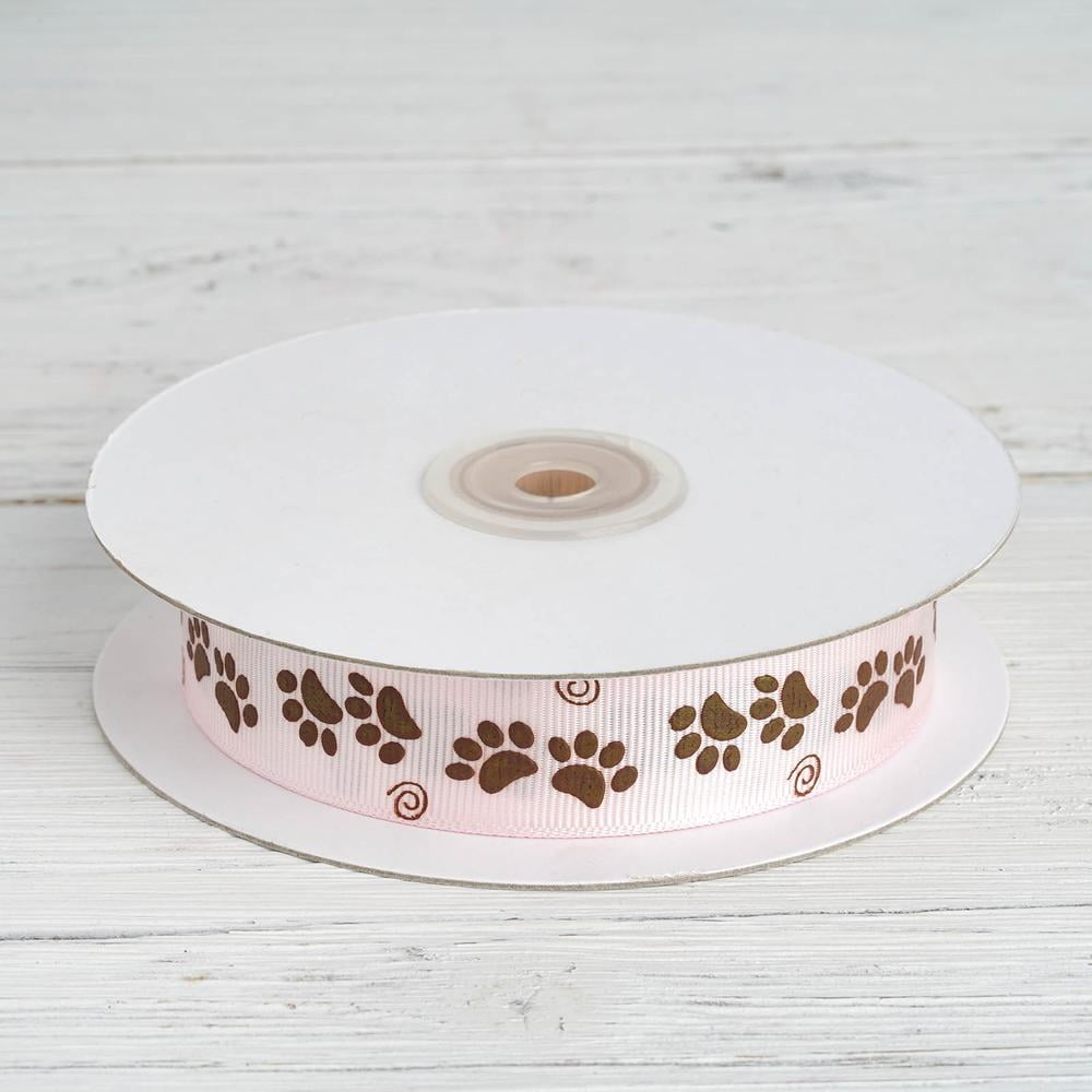 Sewing & Fiber Ribbon Craft Supply PAWPRINT Dog Paws Pink/Brown ...