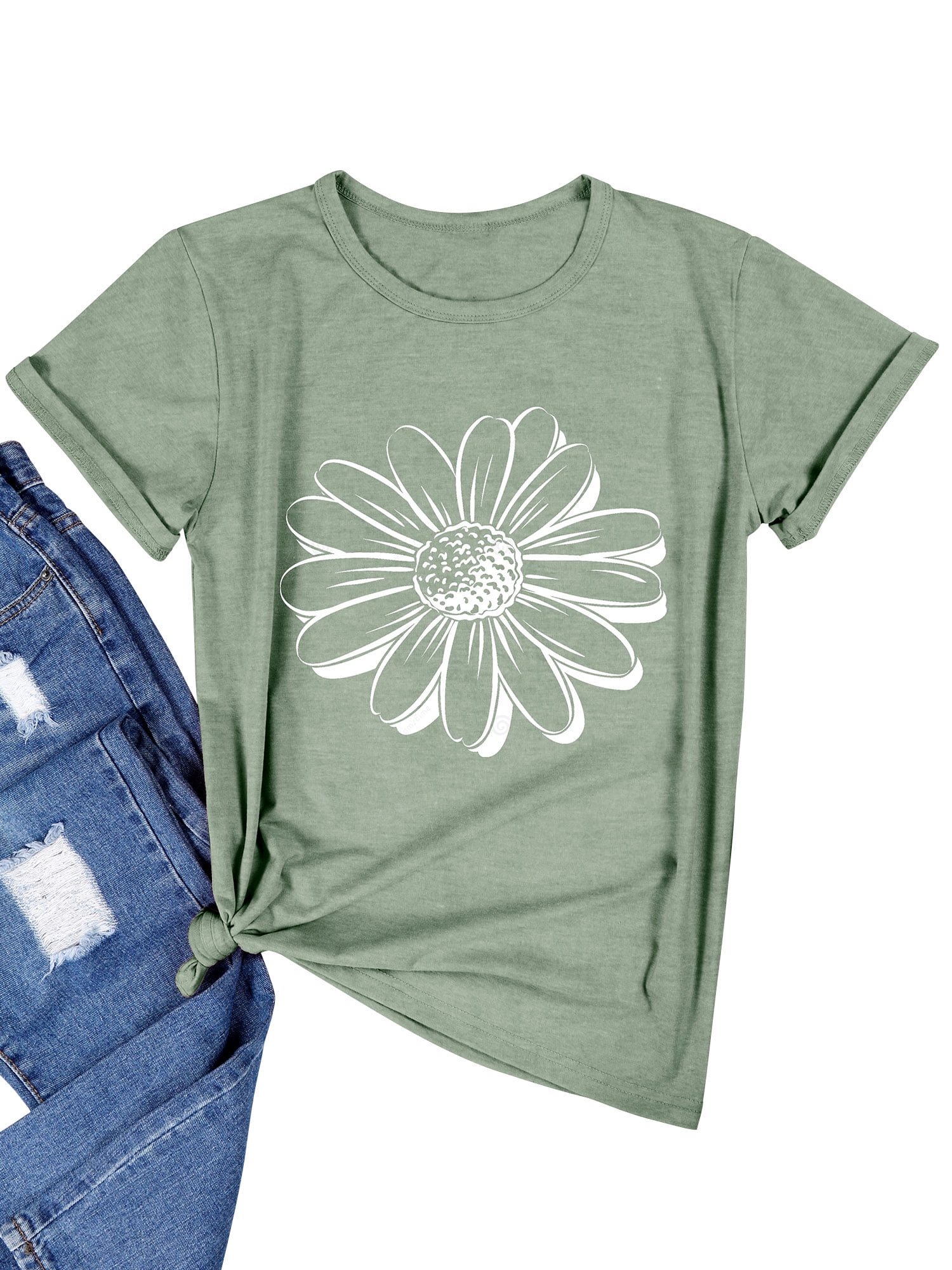 Women Flower Graphic Printed T-Shirt,S - Walmart.com