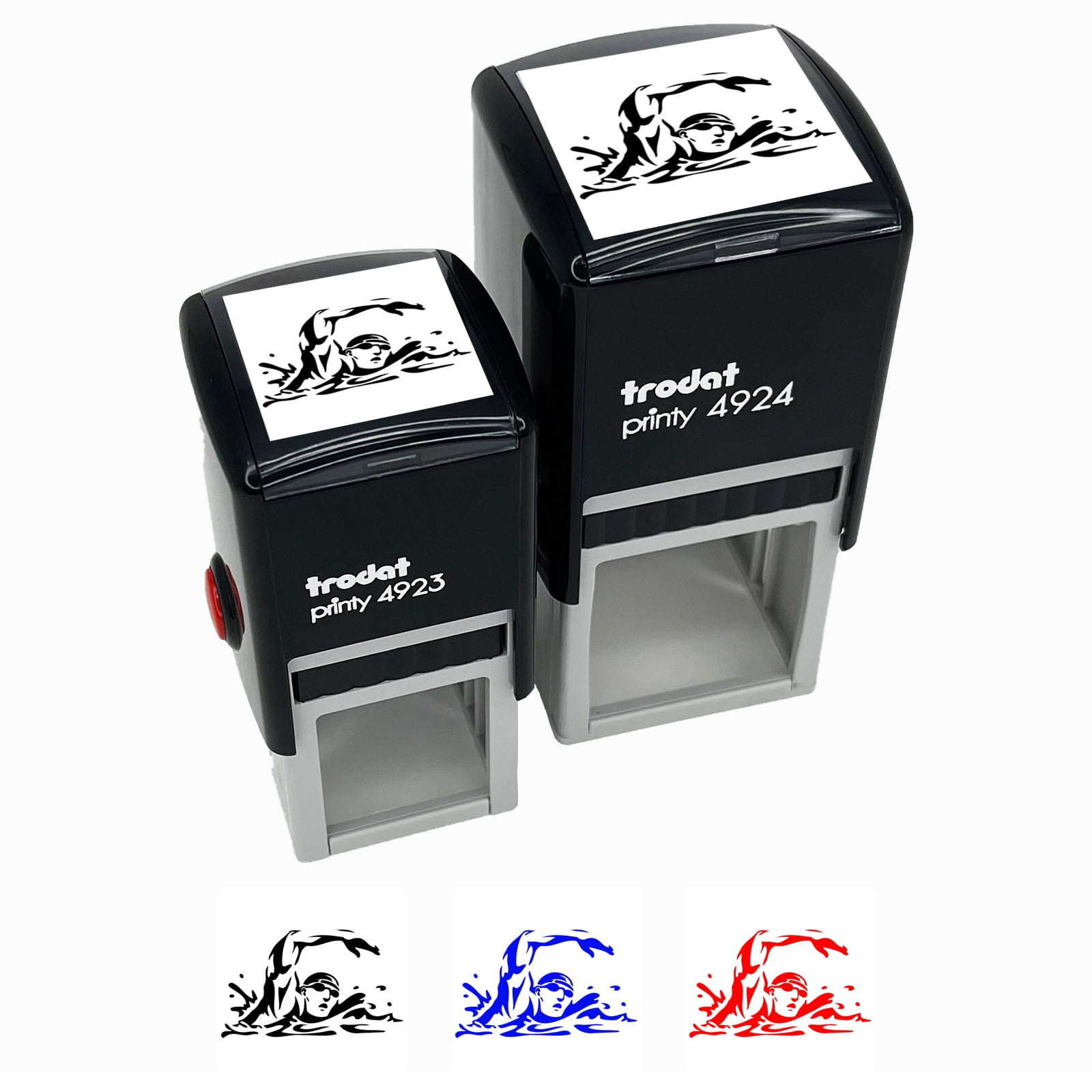 Swimmer Swimming Freestyle Taking Breath Self-Inking Rubber Stamp Ink ...