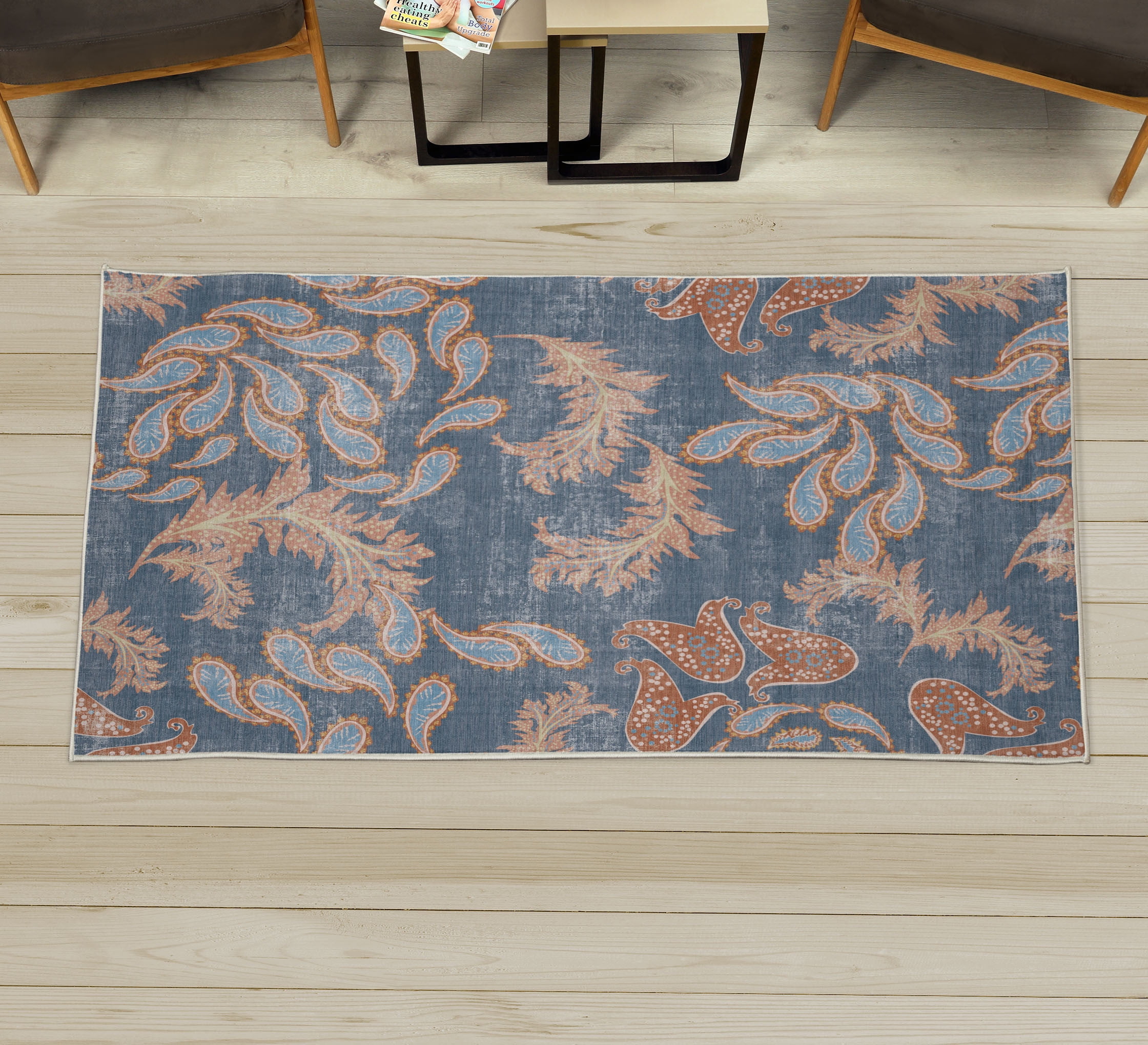 Paisley Decorative Rug, Traditional Floral Like Pattern Curvy Design ...