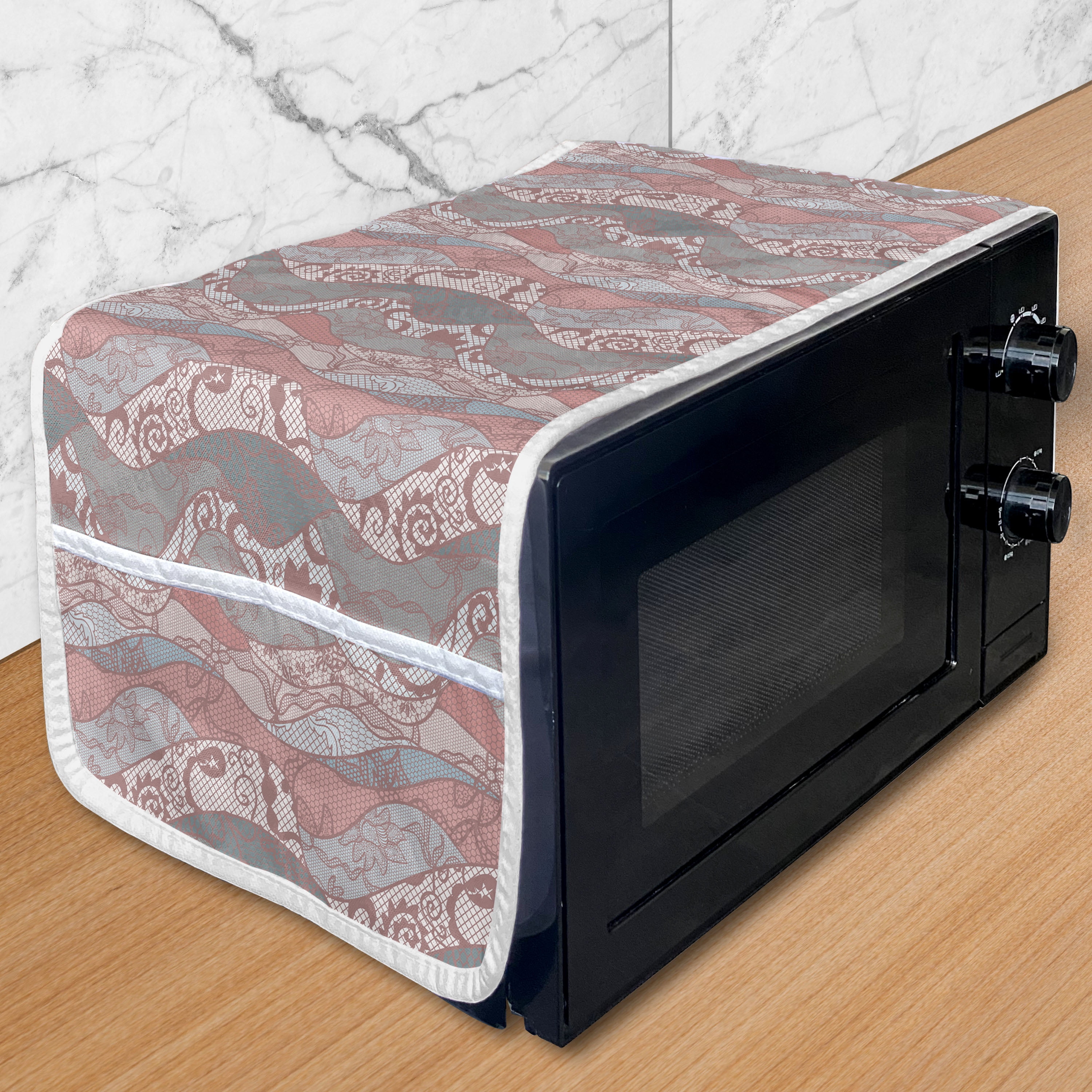 Floral Microwave Oven Cover, Romantic Flower Patterns on Lace Looking ...