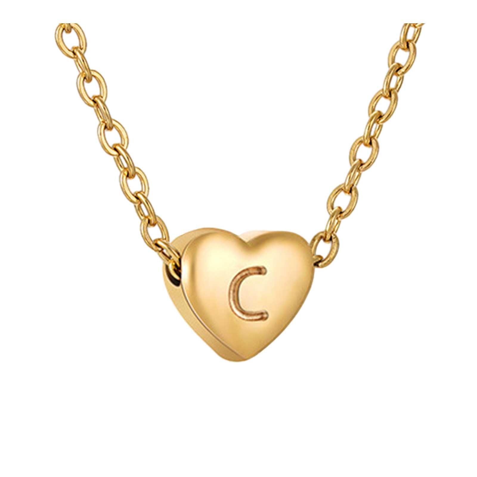 26 iniciales en forma de corazón collar alfabeto para las mujeres ...