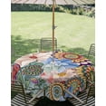 Boho Floral Table Cloth Round Tablecloth, Bohemia Colorful Mandalas ...
