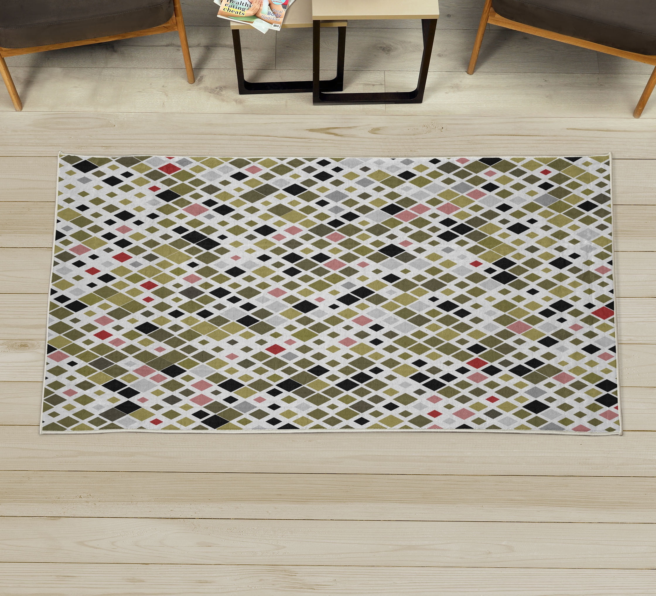Ethnic Decorative Rug, Retro Mosaic Creative Pattern Square Rhythm ...