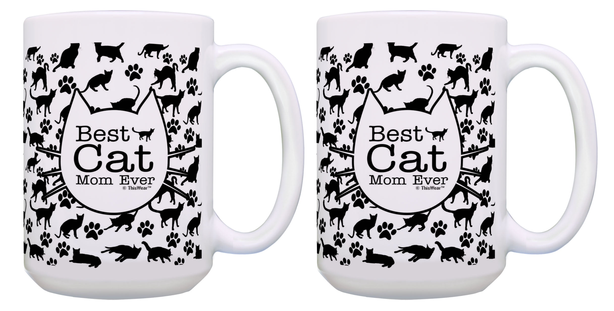 ThisWear Cute Cat Mug Set Best Cat Mom Ever Coffee Mug 2 Pack 15oz Cat ...