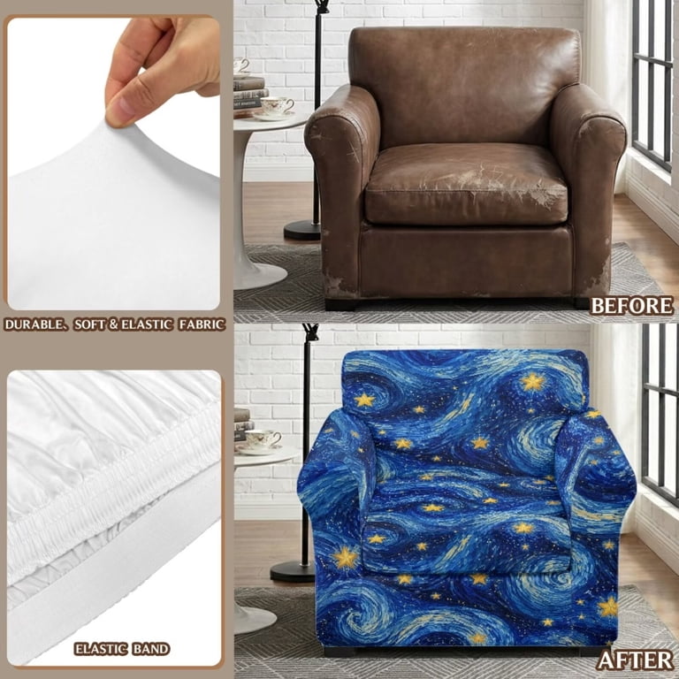 DISNIMO 2-Piece Sofa Cover Stretchy Armchair Protector Covers, Starry ...