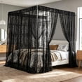 4 Corner Bed Canopy Curtain, Double Layer Lace Mosquito Net, 8-Piece ...