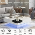 Square Coffee Table with Plug-in 16-color LED Lights, Modern Sofa Table ...